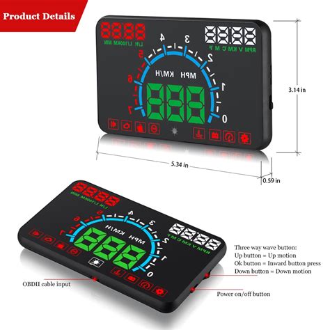 car head up display hud e350 obd2 obdii 5 8 inch s grandado