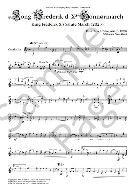 Kong Frederik D Xs Honnørmarch [brass Band] Edition Cornon