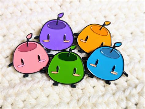Stardew Junimo Soft Enamel Pin Green Blue Orange Purple Pink