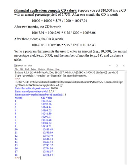 Solved Financial Application Compute Cd Value Suppose You
