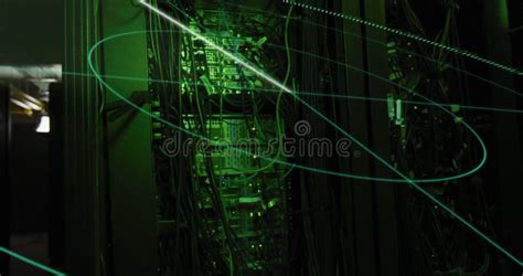 Animaton Of Scope Scanning Against Close Up Of A Computer Server Stock Video Video Of Digital