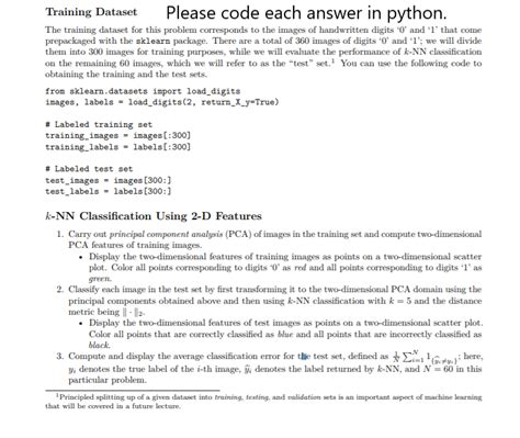 Training Datat Please Code Each Answer In Python The Chegg