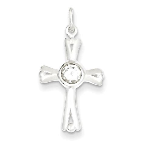 Sterling Silver Cz And Cross Pendant
