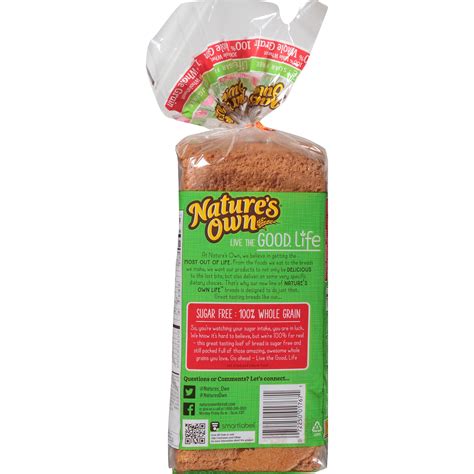 Nature S Own Whole Wheat Bread Nutrition Label Besto Blog