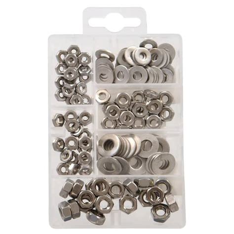 Hillman Stainless Steel Nut And Washer Assorted Kit 225 Pack 130215