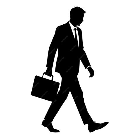 Premium Vector A Business Man Walking Fast With Briefcase Vector
