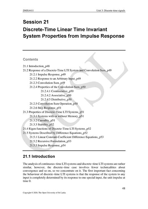 Session 21 Discrete Time Linear Time Invariant System Properties From Impulse Response