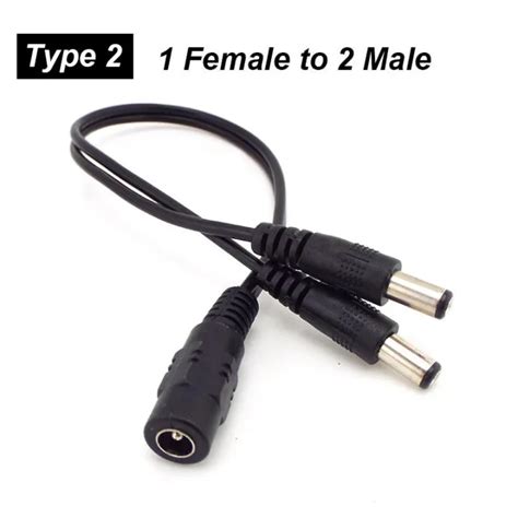Qb4 Dc Power Supply Cable 55x21mm 1 To 2 Way Male To Female Jack Plug