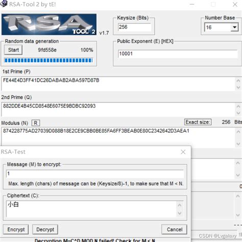 Rsa数字签名1运行rsa Tool点击start按钮滑动鼠标生成一个随机数。 2点击generate生成 Csdn博客