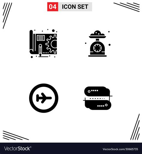 user interface pack 4 basic solid glyphs vector image