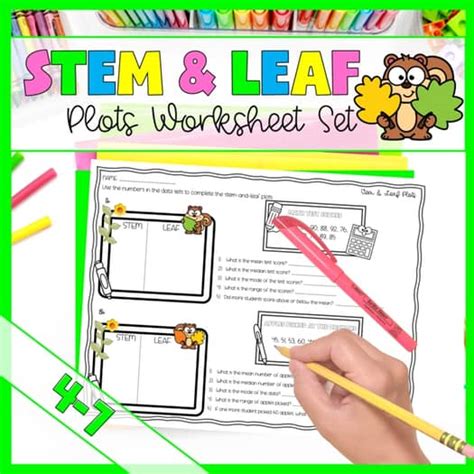Stem And Leaf Plot Worksheets Anchor Chart Mean Median Mode Range Activity