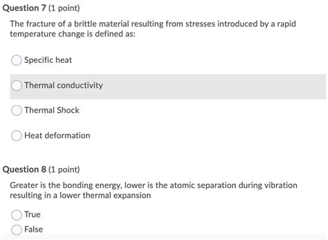 Solved Question 7 1 Point The Fracture Of A Brittle