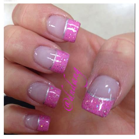Pink And Glitter French Tip Nail Designs Glitter Glitter French Tips