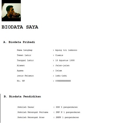 Cara Membuat Biodata Sederhana Di Html Belajar Komputer