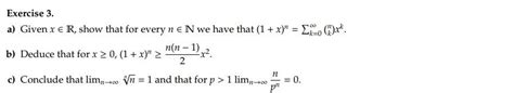 Solved Exercise A Given XR Show That For Every NN We Chegg