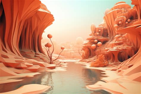 Premium Ai Image Ethereal 3d Landscapes A Stunning Aigenerated Ar Delight In 32 Aspect Ratio