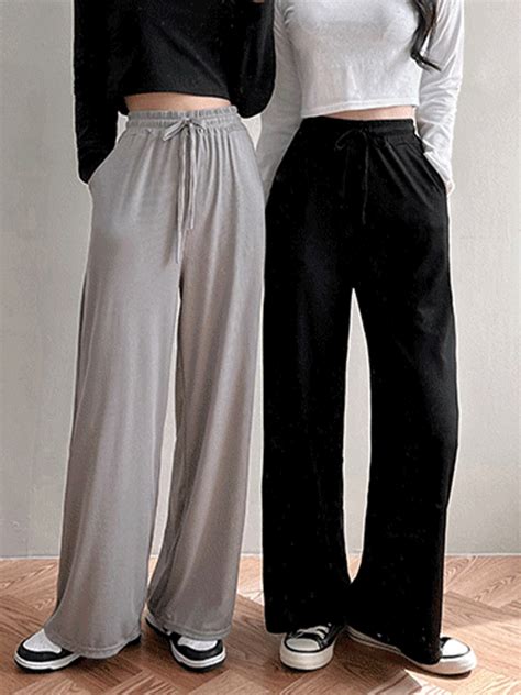 [6color 숏 롱사이즈] 찰랑찰랑 하이웨스트 와이드 츄리닝 팬츠 트레이닝 밴딩 일자 바지 P Yw718