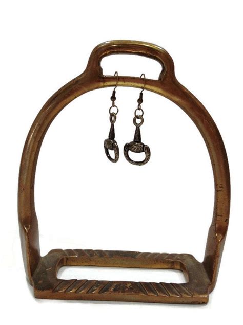 Etched Snaffle Bit Antique Brass Half Bit Earrings On Ear Etsy