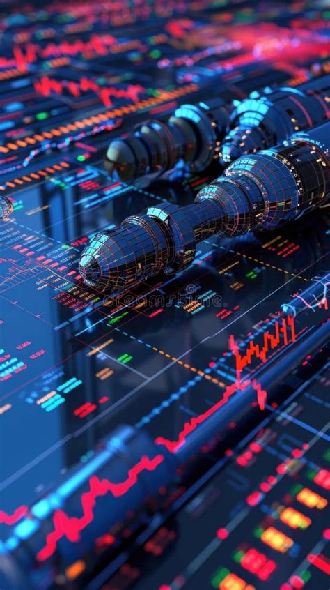 Illustration 3d Model Aidriven Stock Market Analysis And Trading