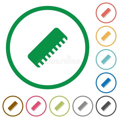 Ruler Flat Icons With Outlines Stock Vector Illustration Of Ruler Length 195975378