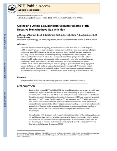Pdf Online And Offline Sexual Health Seeking Patterns Of Hiv Negative