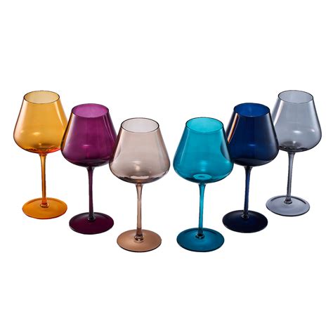 Jewel Colored Crystal Wine Glass Set Of 6 T For Mothers Her Wife