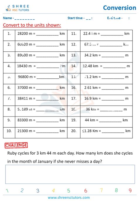 Converting Between Meters And Kilometers Worksheets For Grade 4 Maths