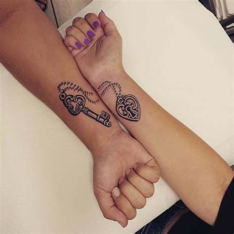 His And Hers Tattoos Heart And Key