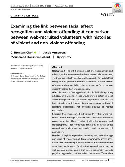 2020 Clark Et Al Examining The Link Between Facil Affect Recognition