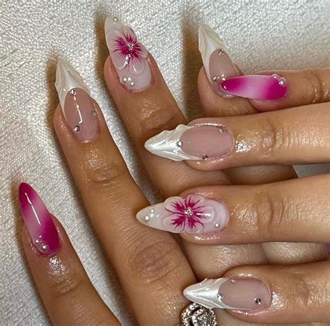 3d Flower Pink Nail Setcustom Presson Nails Birthday Nails Bridal