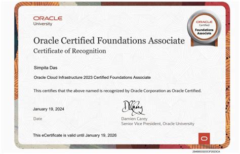 Oraclecloud Oraclecertification Oraclecertified Wipro Simpita Das