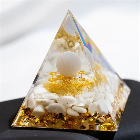 Orgonite Crystal Pyramid With White Agate Ball Improve Magnetic Field