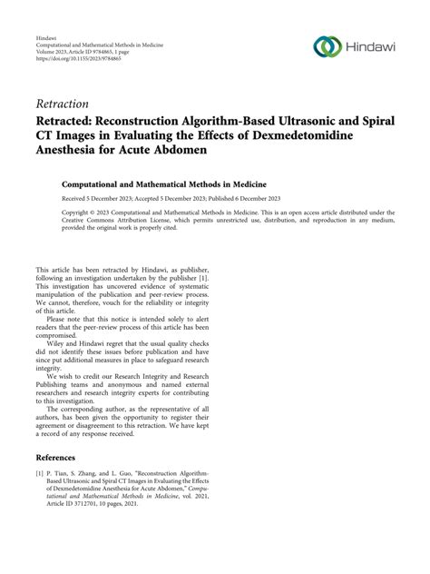 Pdf Retracted Reconstruction Algorithm Based Ultrasonic And Spiral Ct Images In Evaluating