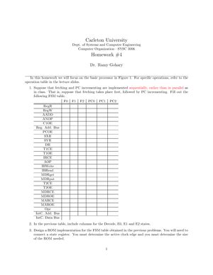 Lab Prelab Tables SYSC Lab Fall Part FSM Output ROM Table