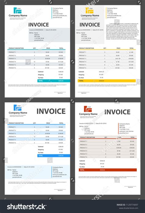 Creative Vector Illustration Invoice Form Template Stock Vector Royalty Free