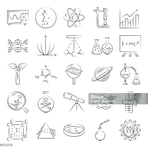 Science Icon Set In Hand Drawn Style Stock Illustration Download