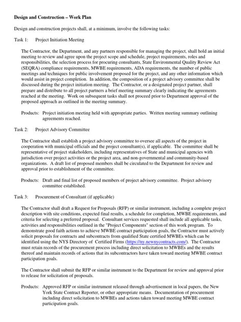 Rfp Design And Construction Work Plan Pdf General Contractor