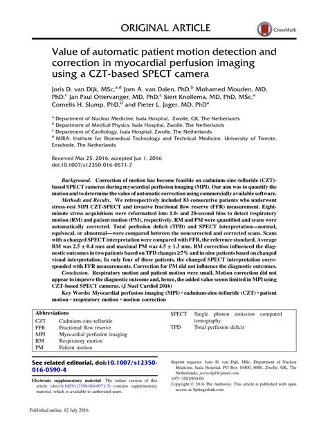 Pdf Value Of Automatic Patient Motion Detection And Correction In Myocardial Perfusion Imaging