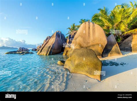 Anse Source Dargent Beach On La Digue Island In The Seychelles Stock