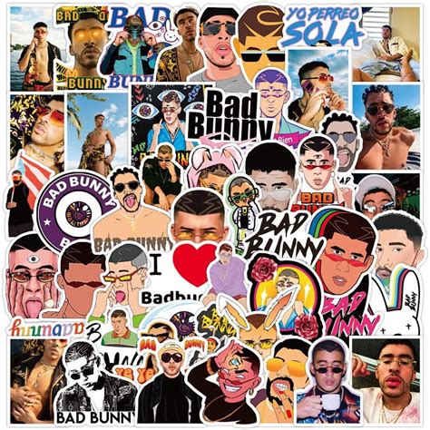 50pcs Pop Singer Bad Bunny Stickersvinyl Waterproof Ubuy India