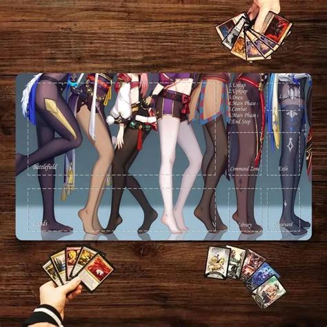 Magic Card Battle Playmat With Zone Stockings Feast Anime Girl Mtg