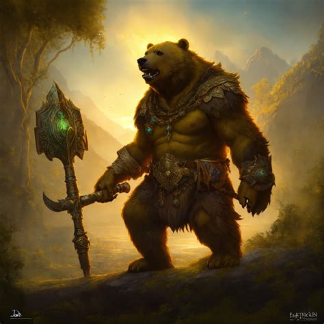 Lexica Depic Professional Digital Art Of Orc Bear Druid Radiant Gold