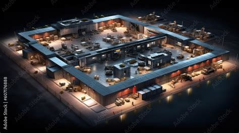 Fortified Military Base Complete With Barracks Command Centers And