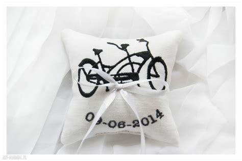 Haftowana Poduszka Na Obrączki Personalizowana Ślubna Tandem ღ Art Madampl