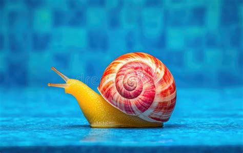 A Snail Rests On The Ground Showcasing Its Spiral Shell And Slimy