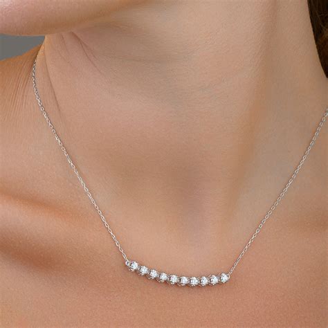 Quarter Tennis Necklace In 18k White Gold Sir1128p Siranjewelry