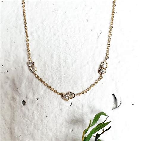 Gold And Diamond Posey 3 Station Necklace Von Bargens Jewelry Vt