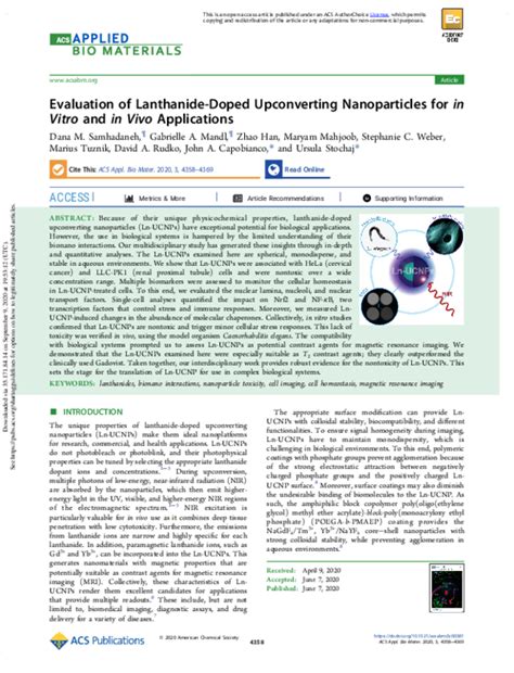 Pdf Evaluation Of Lanthanide Doped Upconverting Nanoparticles For In