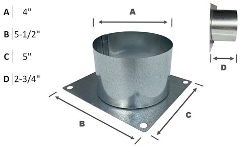 4 Inch Duct Flange By Vent Works Metal Wall Plate Kit
