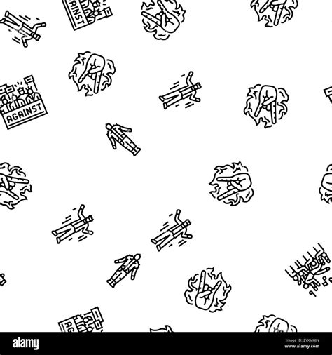 Punk Retro Element Hand Art Seamless Pattern Vector Stock Vector Image